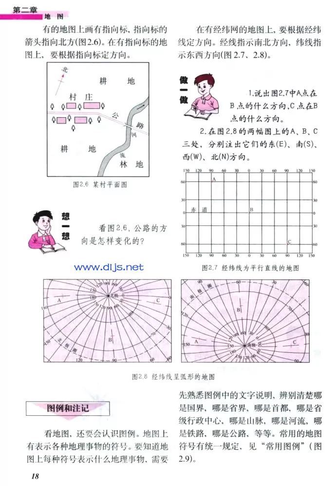 第一节 地图上的比例尺、方向和图例(3) - 七年级地理上老 - 地理教师网